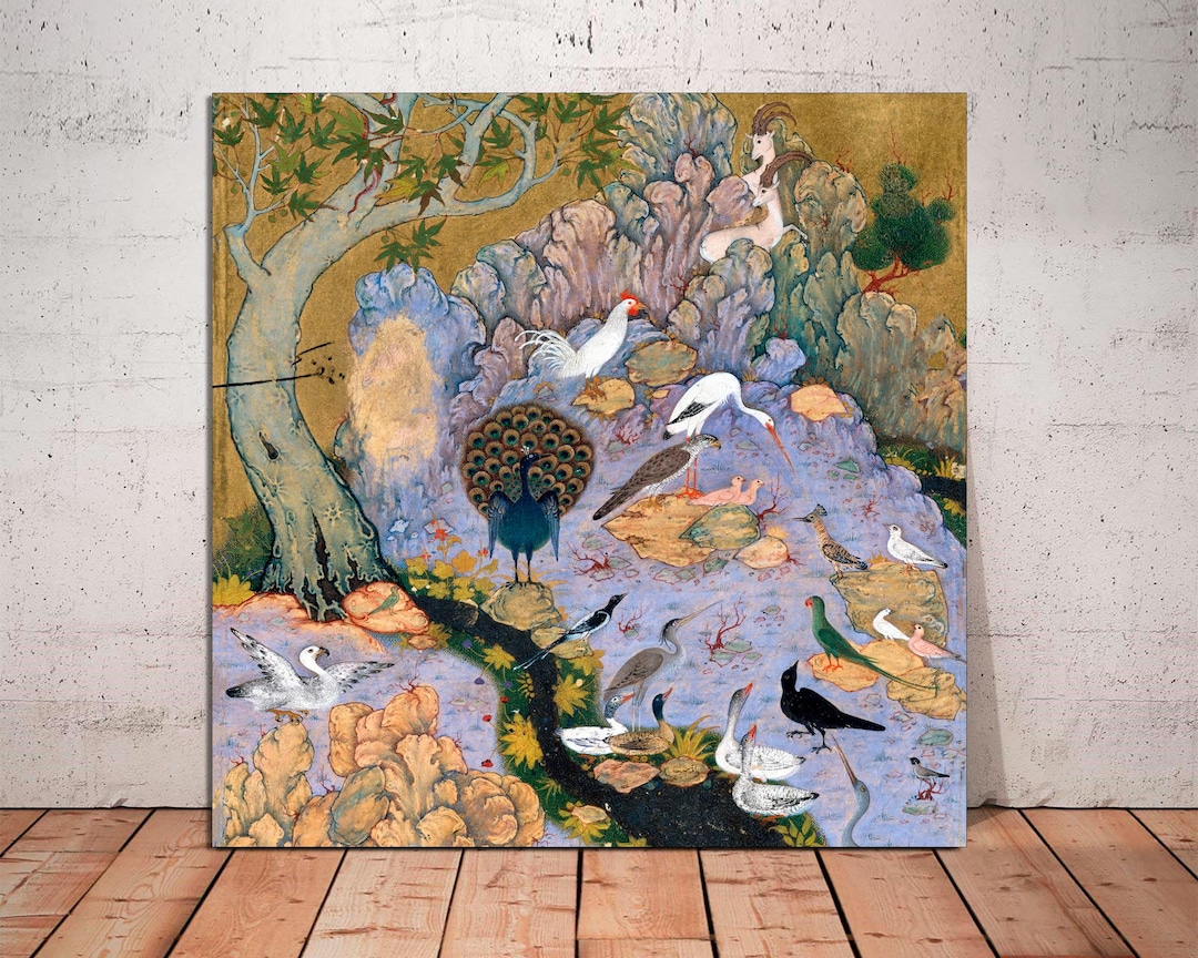 CANVAS Print Ready to Hang, Persian Art, Concourse of the Birds Print ...