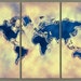 3 Panel Split Art World Map Canvas Print With Dramatic Look - Etsy
