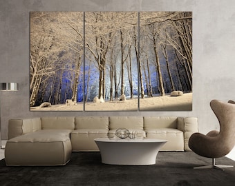 3 Panel Split triptych Canvas Print. Winter Forest Snow | Etsy