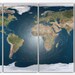 4 Panel Split World Map Canvas Print. Texture Digitally Applied ...