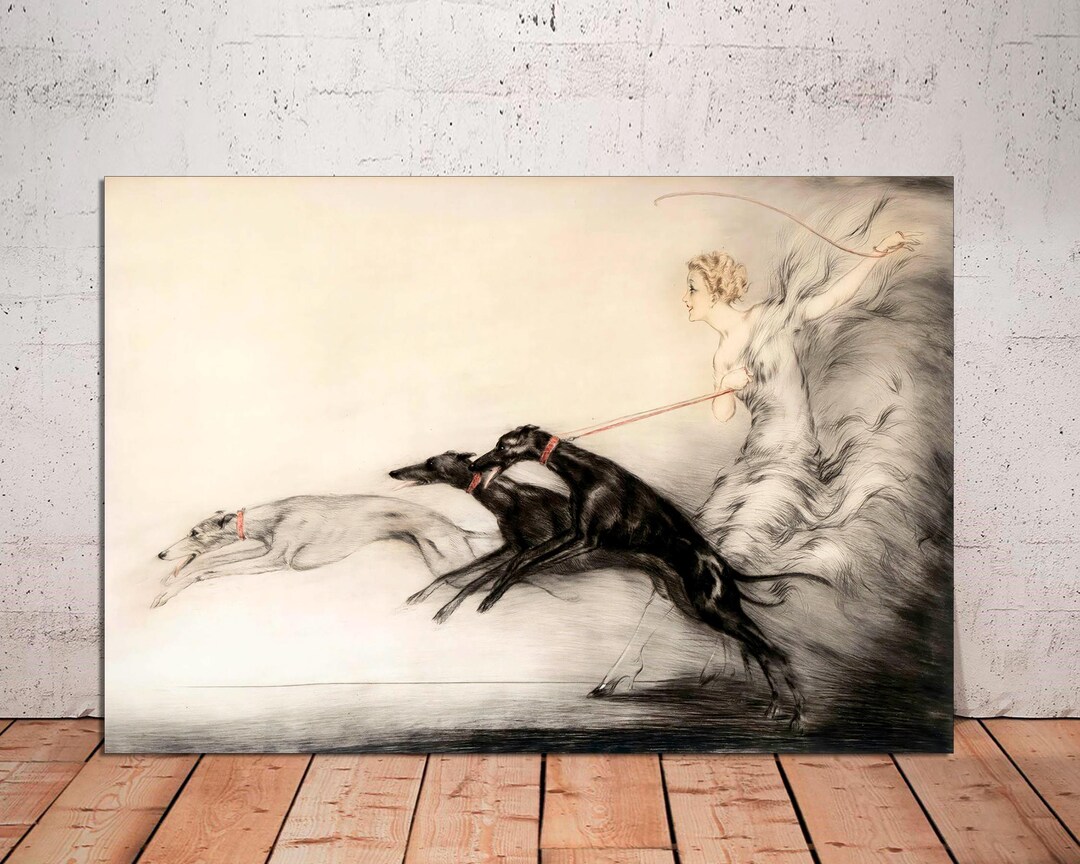 Canvas Deco, Fashion Lady, Greyhound Dogs Coursing by Louis Icart ...