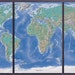 World Map Canvas Print 3 Panel Split.white Background - Etsy