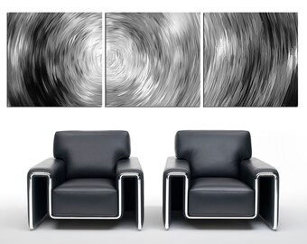 3 Panel Split Black and White Abstract Art Canvas Print. - Etsy