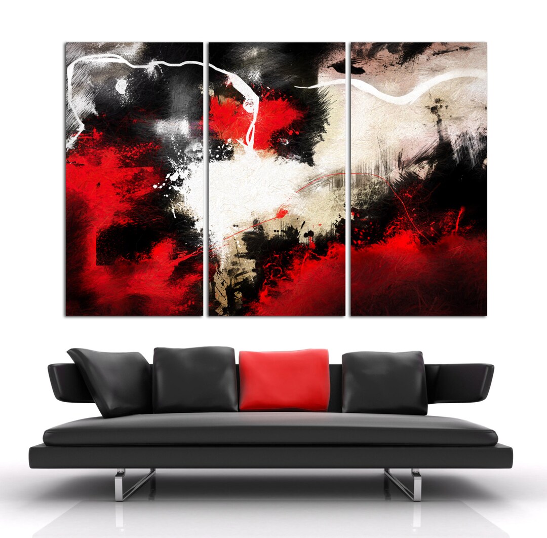 3 Panel Split Abstract Art Canvas Print. 1.5" Deep Frames. Oil Painting ...