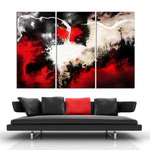 3 Panel Split Abstract Art Canvas Print. 1.5" Deep Frames. Oil Painting ...