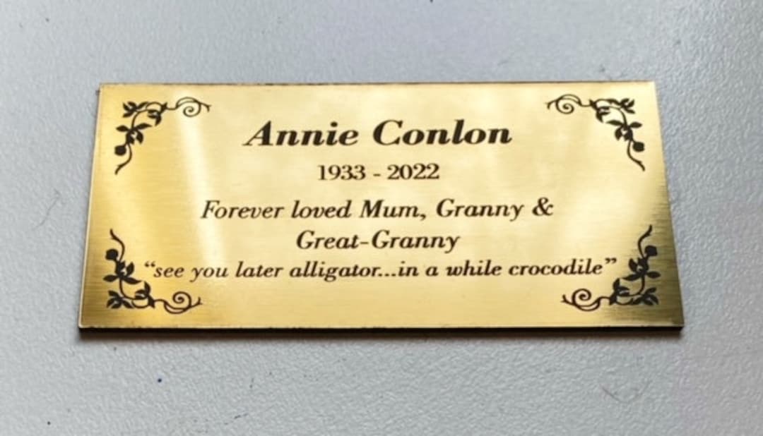 Memorial Plaque Gold Trolase 100x50mm - Etsy Australia