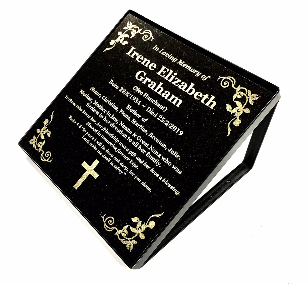 GRAVE MEMORIAL PLAQUE - Customised Laser Engraved With Your Own Text on ...