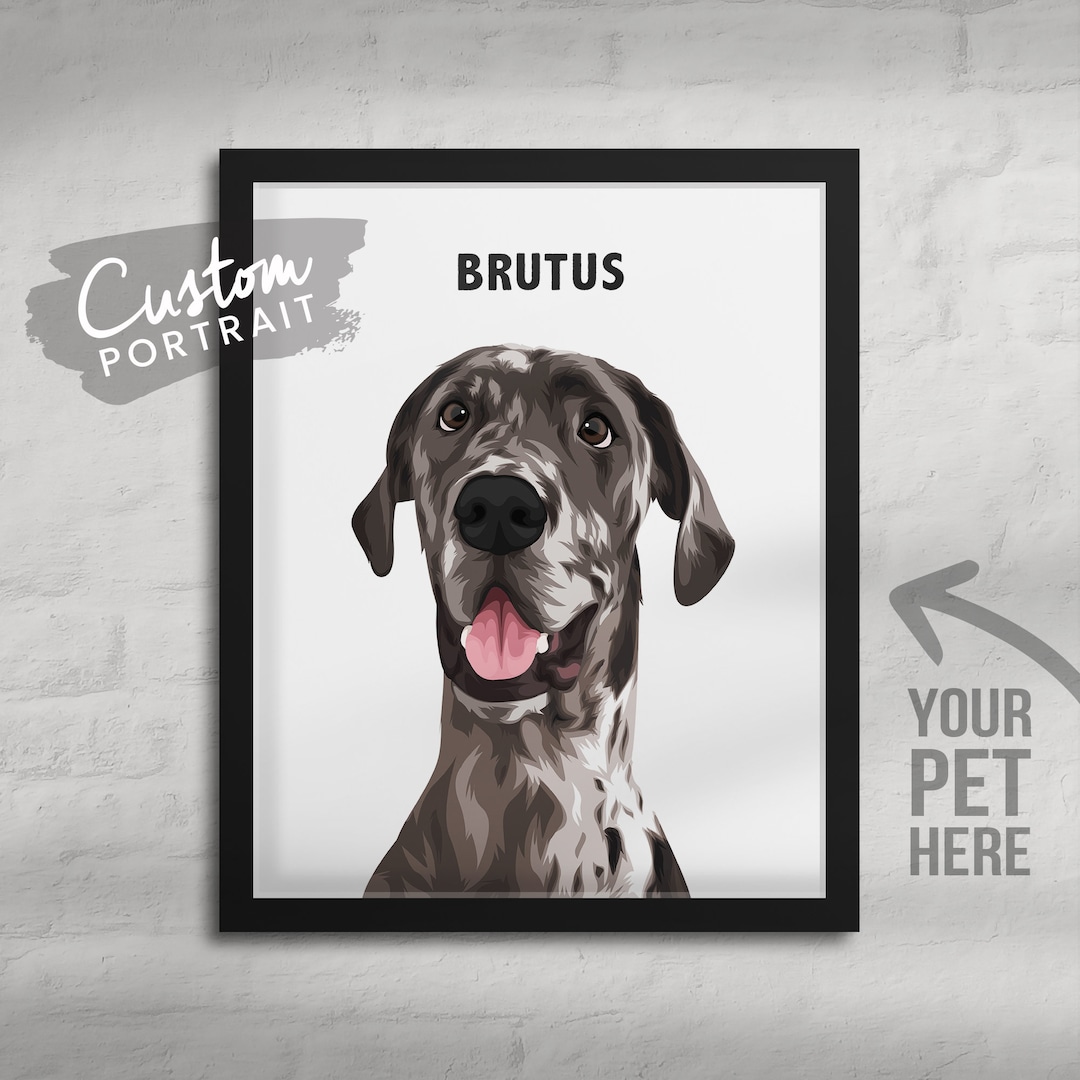 Custom Great Dane ART PRINT Pet Portrait Great Dane Gift for Pet Lover ...