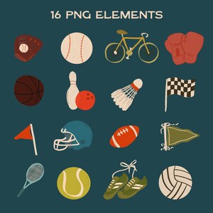 Vintage Sports Clipart Pack - Etsy