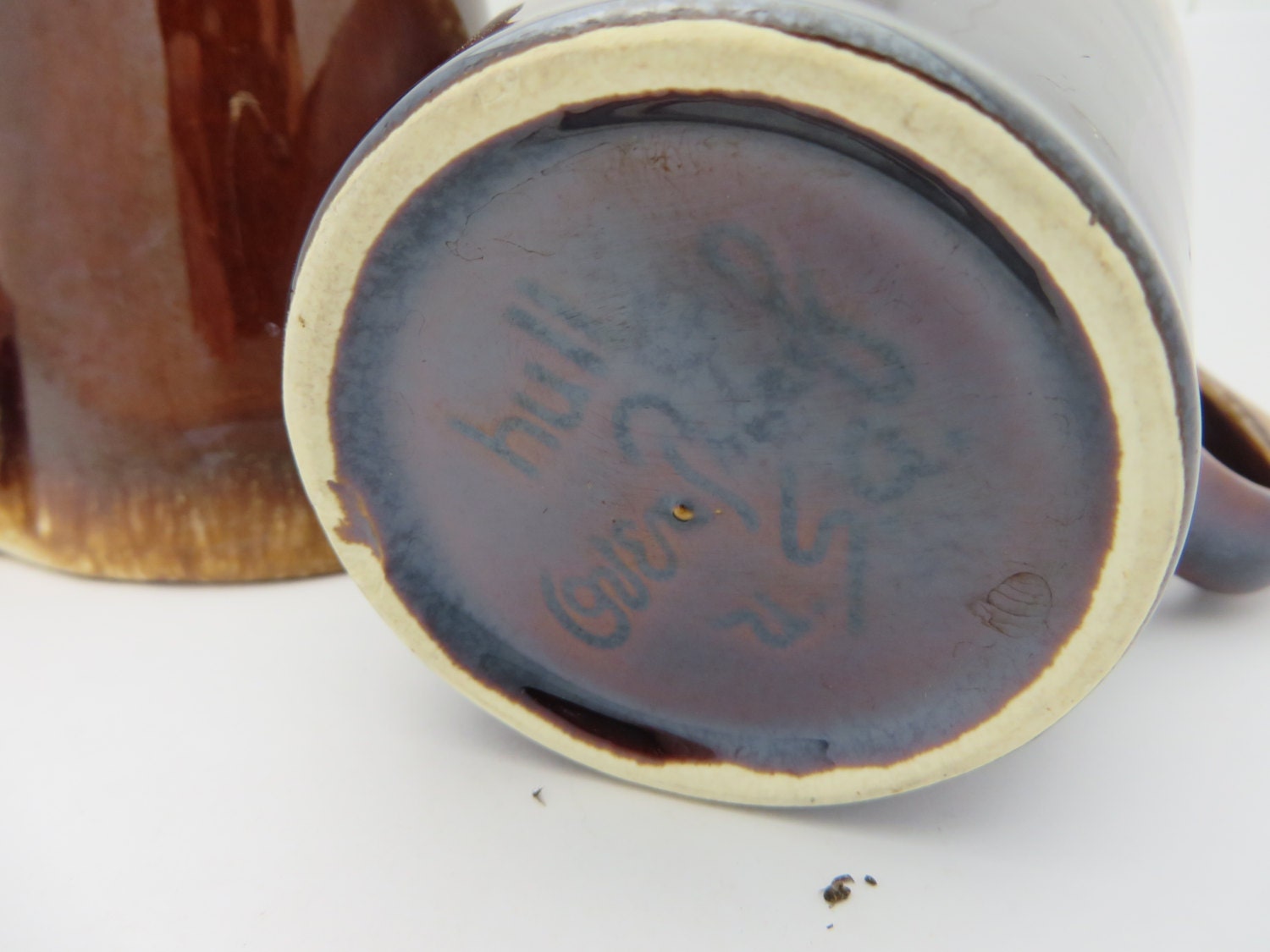 Authentic Hull Pottery Brown Drip Coffee Mugs 3-3/4 Inch Rim X 3-3/4 ...