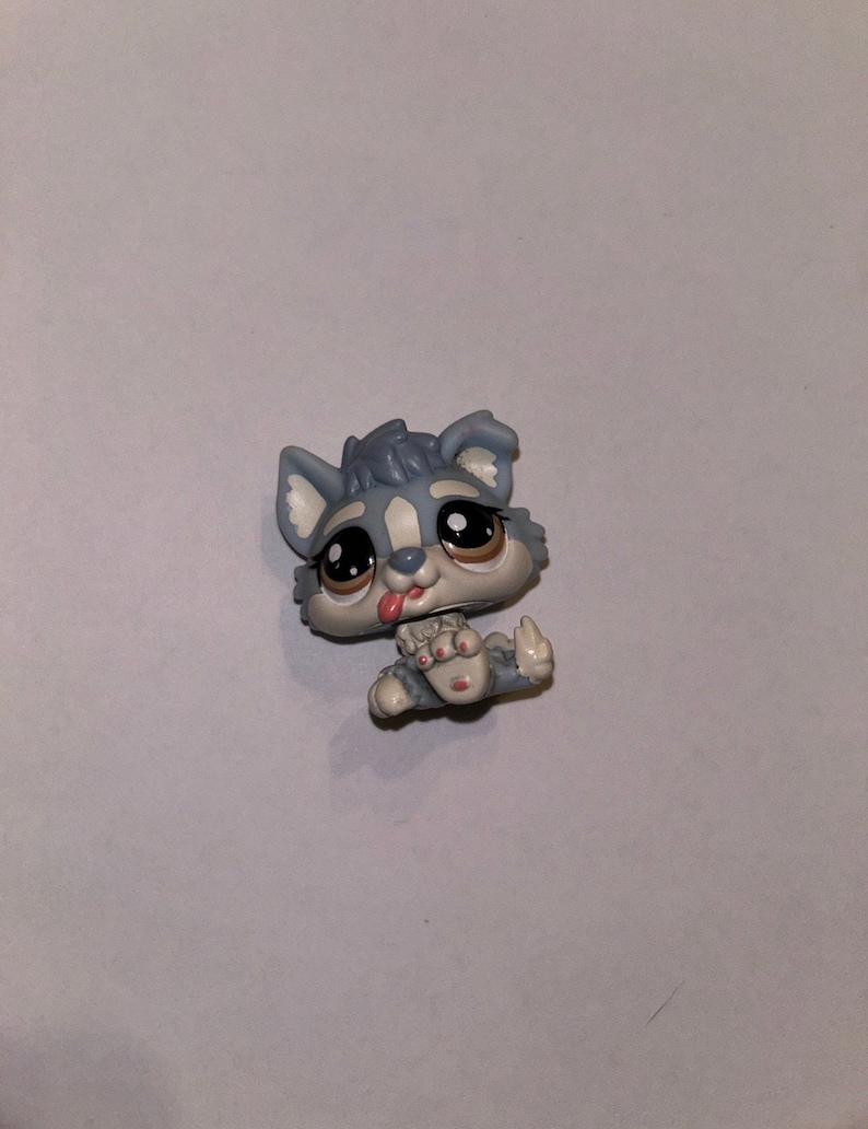 LPS Authentic Littlest Pet Shop 1683 Silver Gray Cream Baby Husky Puppy ...