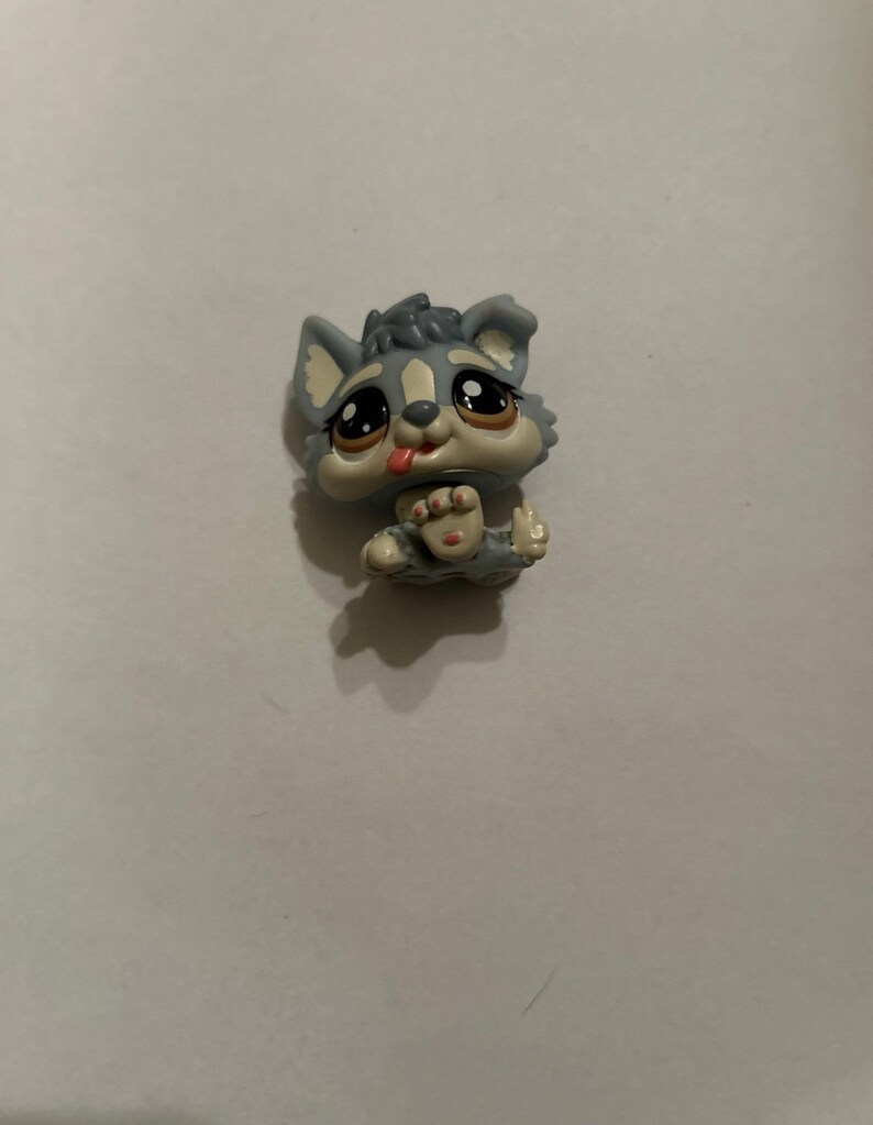 LPS Authentic Littlest Pet Shop 1683 Silver Gray Cream Baby Husky Puppy ...