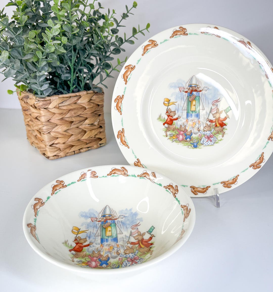 Bunnykins Dishes- Peter Rabbit Beatrix Potter - Royal Doulton- Bowl and ...