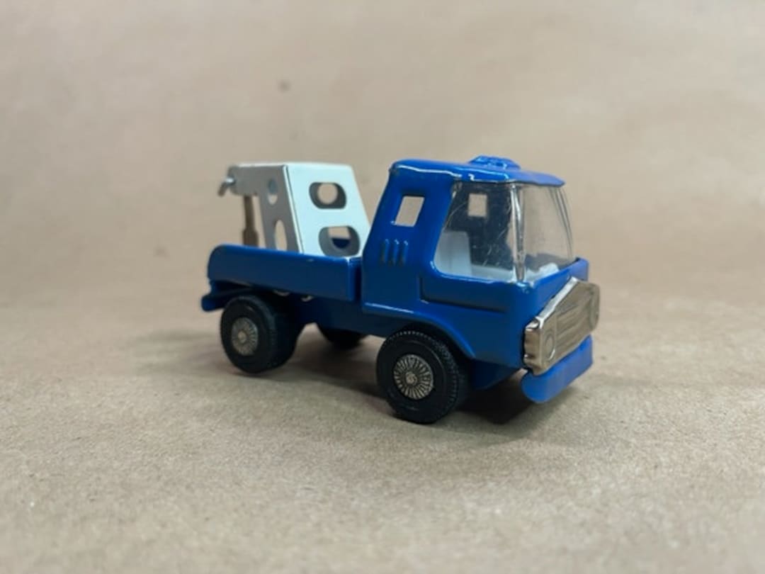 Vintage Metal Toy Tow Truck Blue and White - Etsy