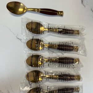 6 Teak and Brass Tea Spoons - Vintage Made in Thailand - Etsy