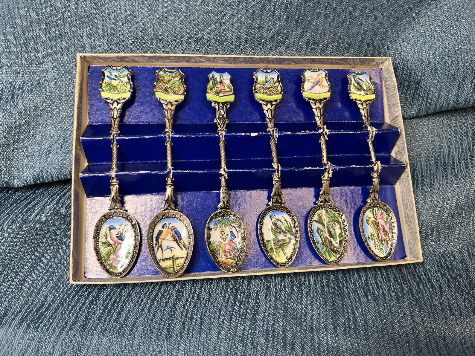 Enamel Metal Souvenir Spoons Enamel Crest and Bowl on Ornate Handle ...
