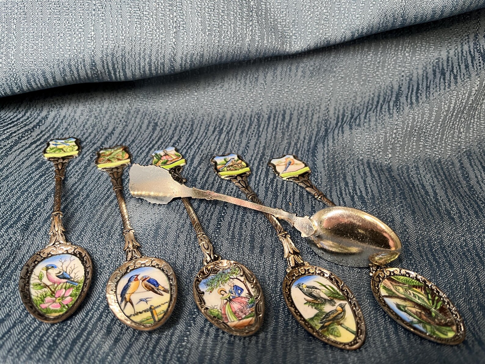 Enamel Metal Souvenir Spoons Enamel Crest and Bowl on Ornate Handle ...