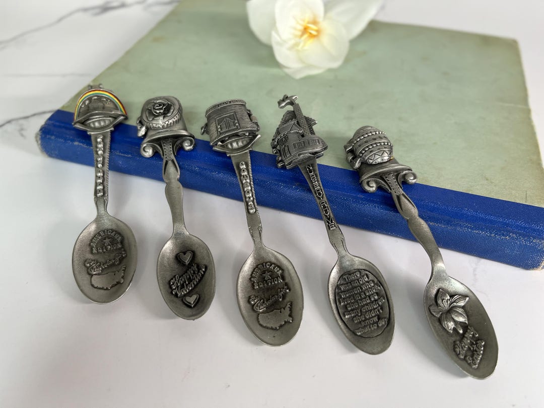 Souvenir Spoon, Flip Top Designs by Nicholas Gish - Set of 5 - Etsy