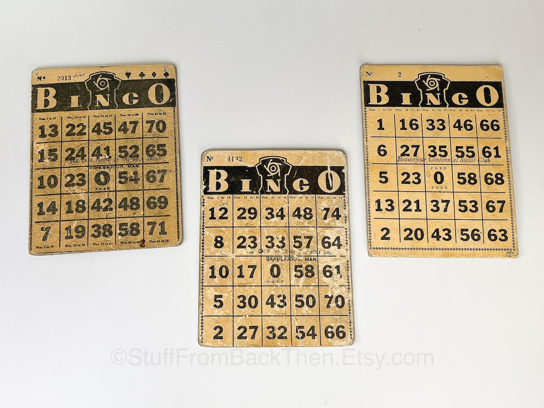 Antique Bingo Cards - Vintage Cardboard Bingo Boards - Set of 3 ...