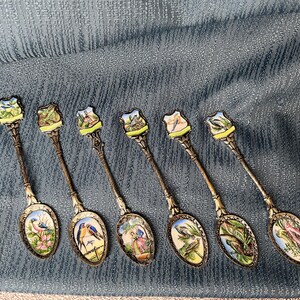 Enamel Metal Souvenir Spoons Enamel Crest and Bowl on Ornate Handle ...