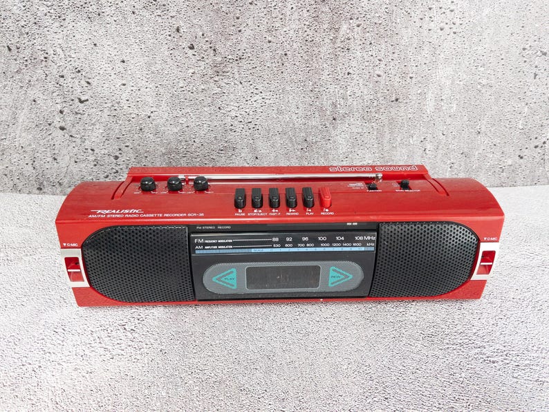 Boombox Vintage Realistic SCR-35 Boombox – Red Stereo Sound Cassette ...