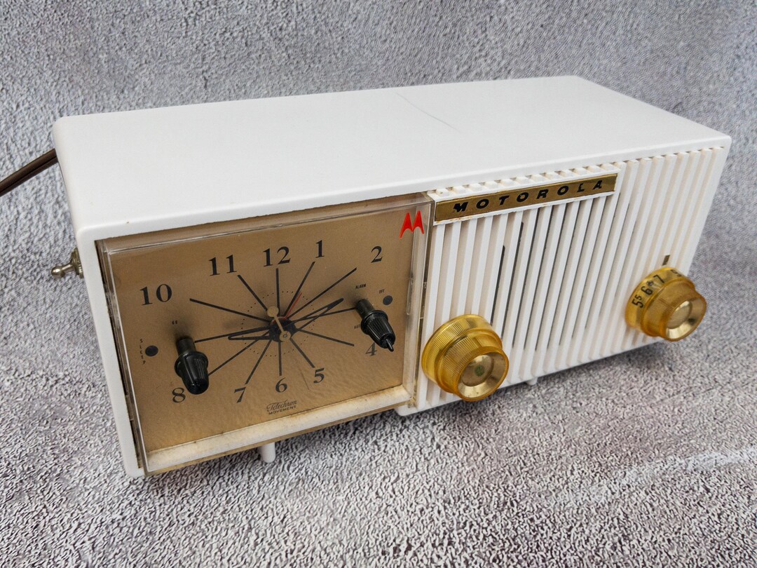 Tube Radio Motorola AM Clock Radio — Mid-century Atomic Dial, Gold and ...