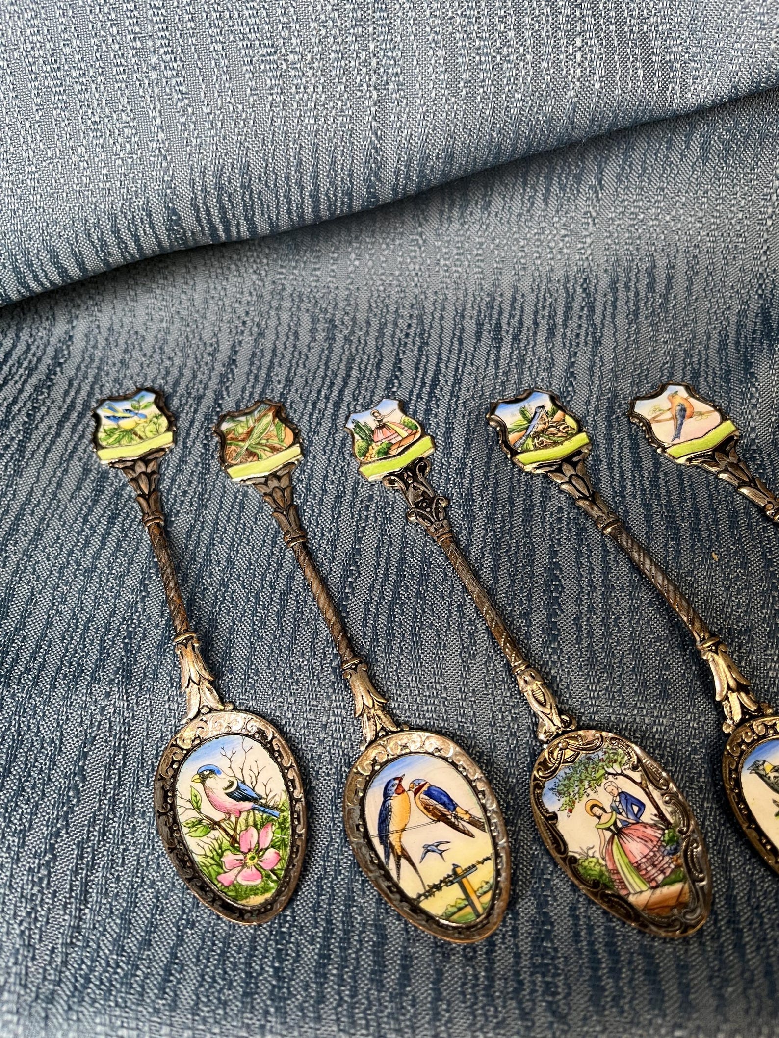 Enamel Metal Souvenir Spoons Enamel Crest and Bowl on Ornate Handle ...