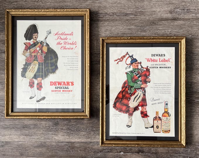 Whiskey Advertisements (2) - Mancave Bar, Dewar's Whiskey - Scottish ...