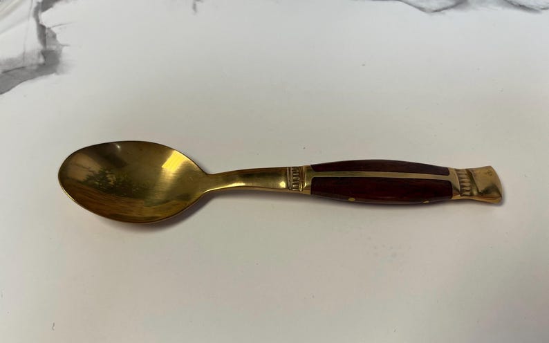 6 Teak and Brass Tea Spoons - Vintage Made in Thailand - Etsy