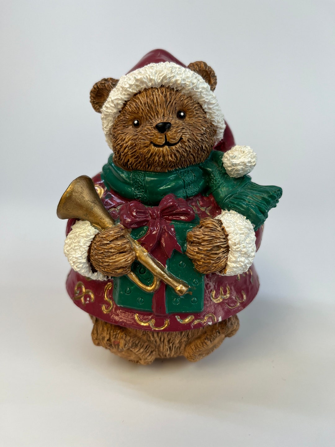 Teddy Bear, Vintage Roly Poly Decoration - Green Red Carlton Cards ...