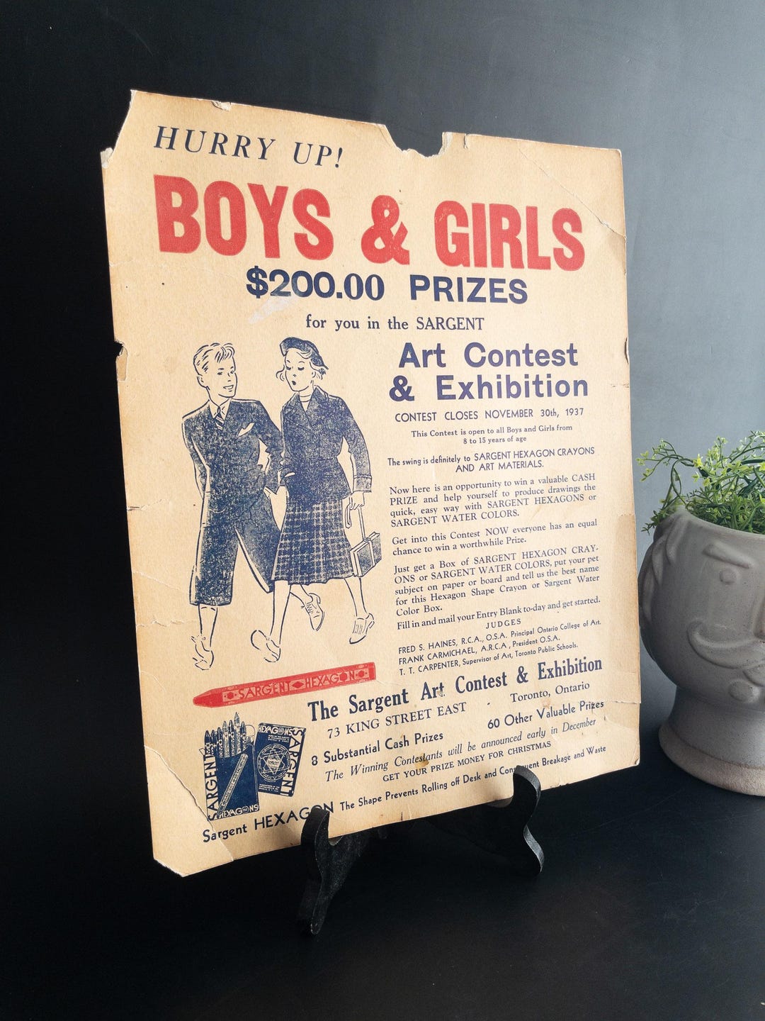Vintage Advertisement - Blue Red Poster Sargent Hexagon Crayons ...