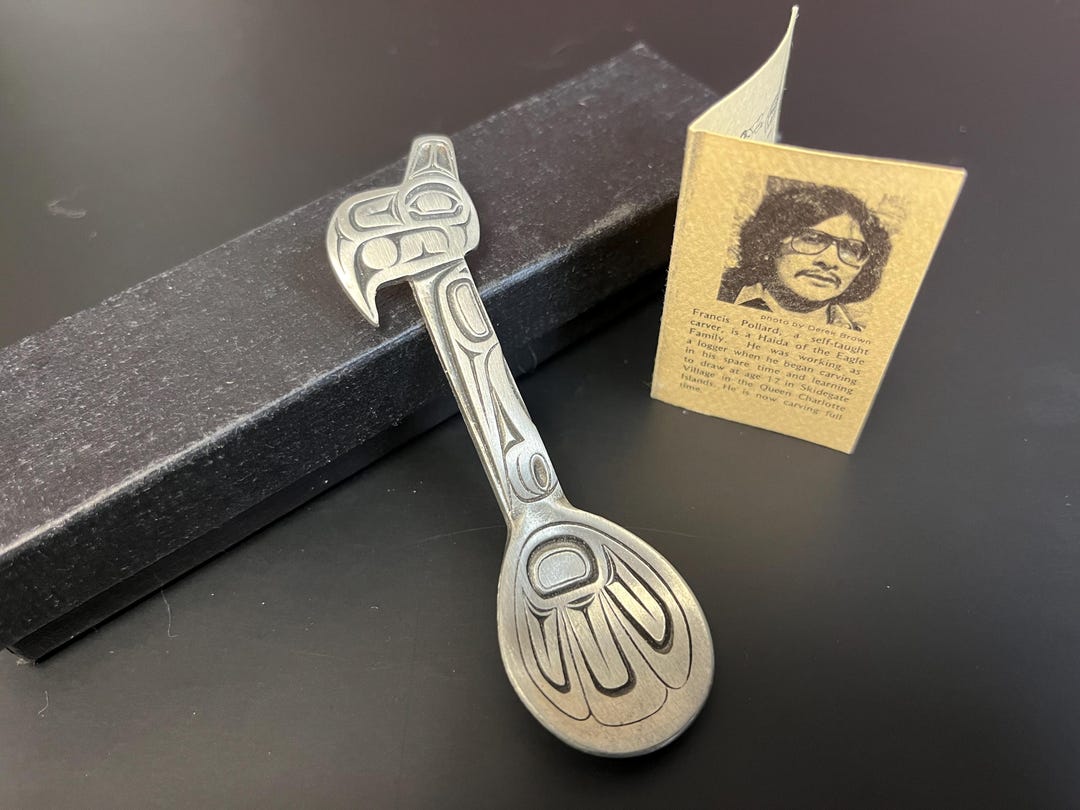 Vintage Souvenir Spoon, Pewter Haida Art Spoon - Byfrancis Pollard - Etsy