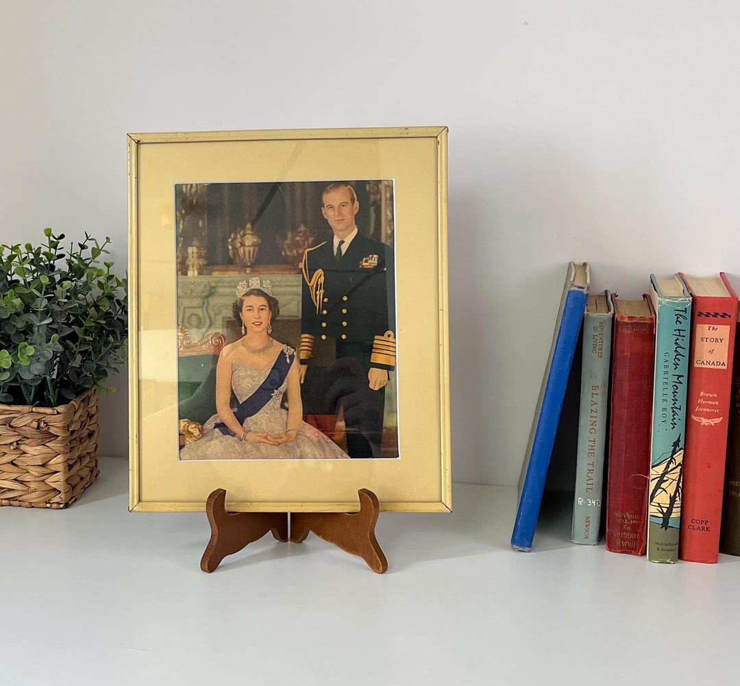 Young QUEEN ELIZABETH II Handsome Prince Phillip Colour Print in Metal ...