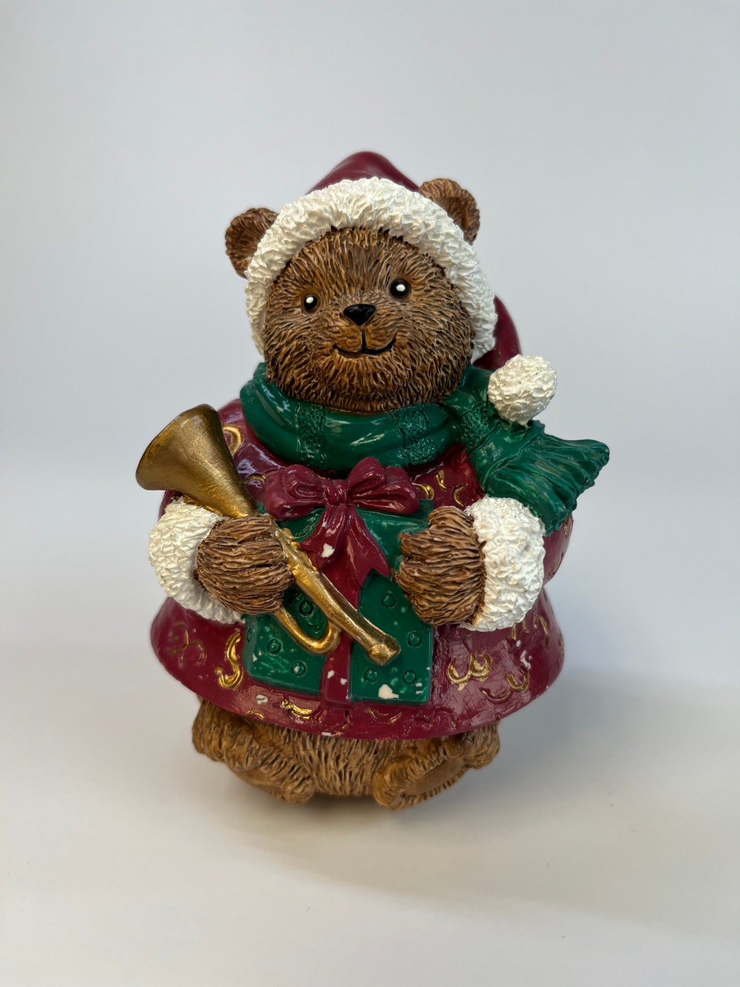 Teddy Bear, Vintage Roly Poly Decoration - Green Red Carlton Cards ...