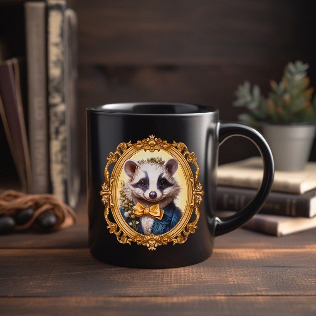 Black Victorian Badger Mug Whimsical Woodland Creatures - Etsy
