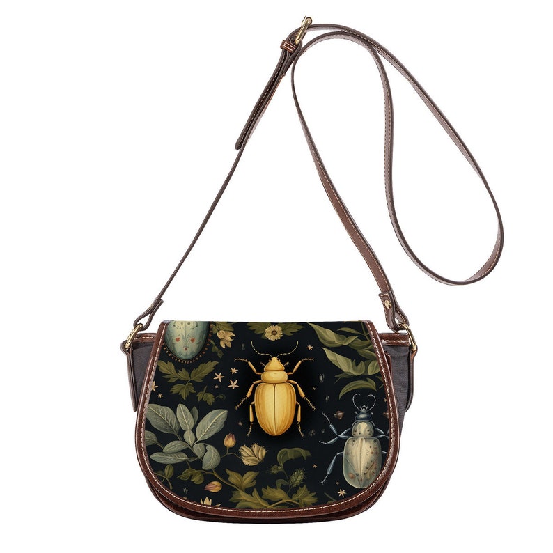Gold Beetle Saddle Bag, Beetles and Botanicals Dark Academia Shoulder Bag, Dark Cottagecore ...