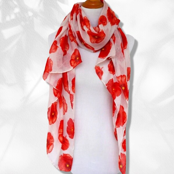 Black White and Red Poppy Print - Etsy
