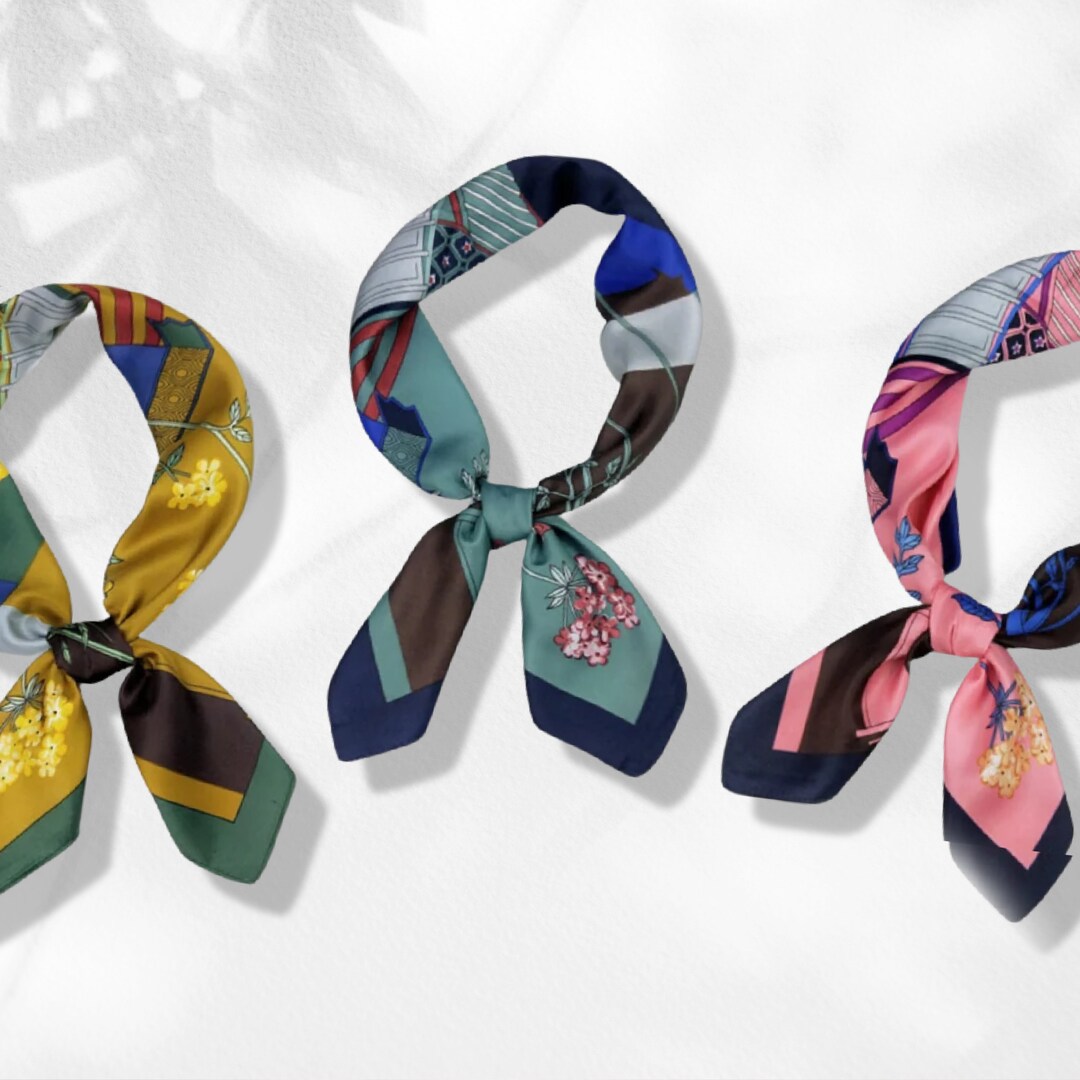 Green Silk Bandana Silk Head Scarf Women Scarves Neckerchief Silk ...