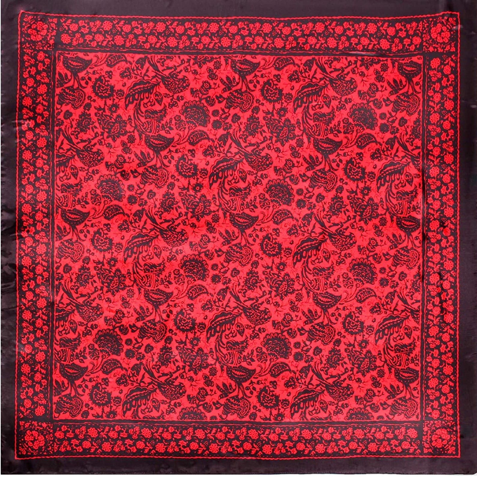 Red & Black Large Square Scarf Silk Head Neck Scarf / Woman - Etsy