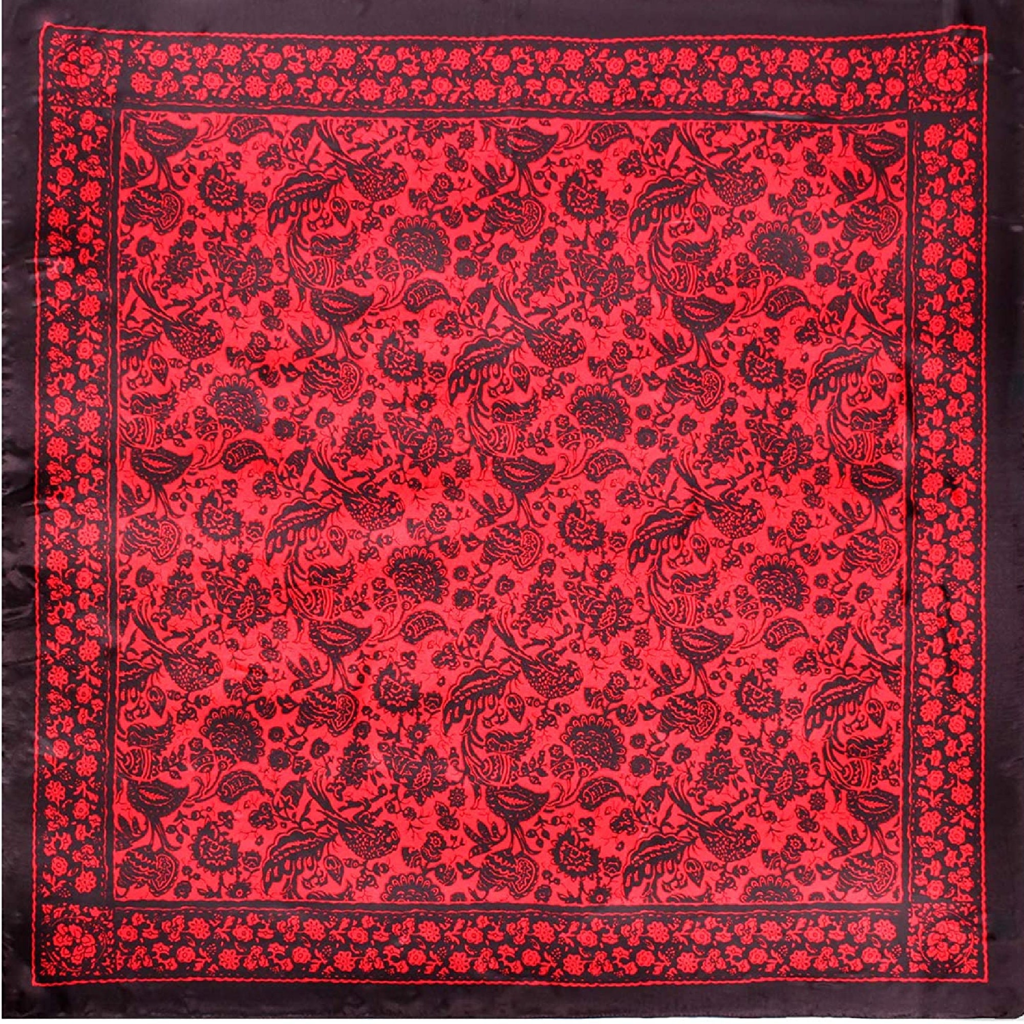 Red & Black Large Square Scarf Silk Head Neck Scarf / Woman | Etsy