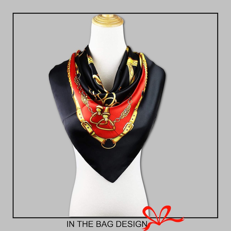Black Silk Scarf Red Large Silk Head Scarf Silk Headscarf - Etsy