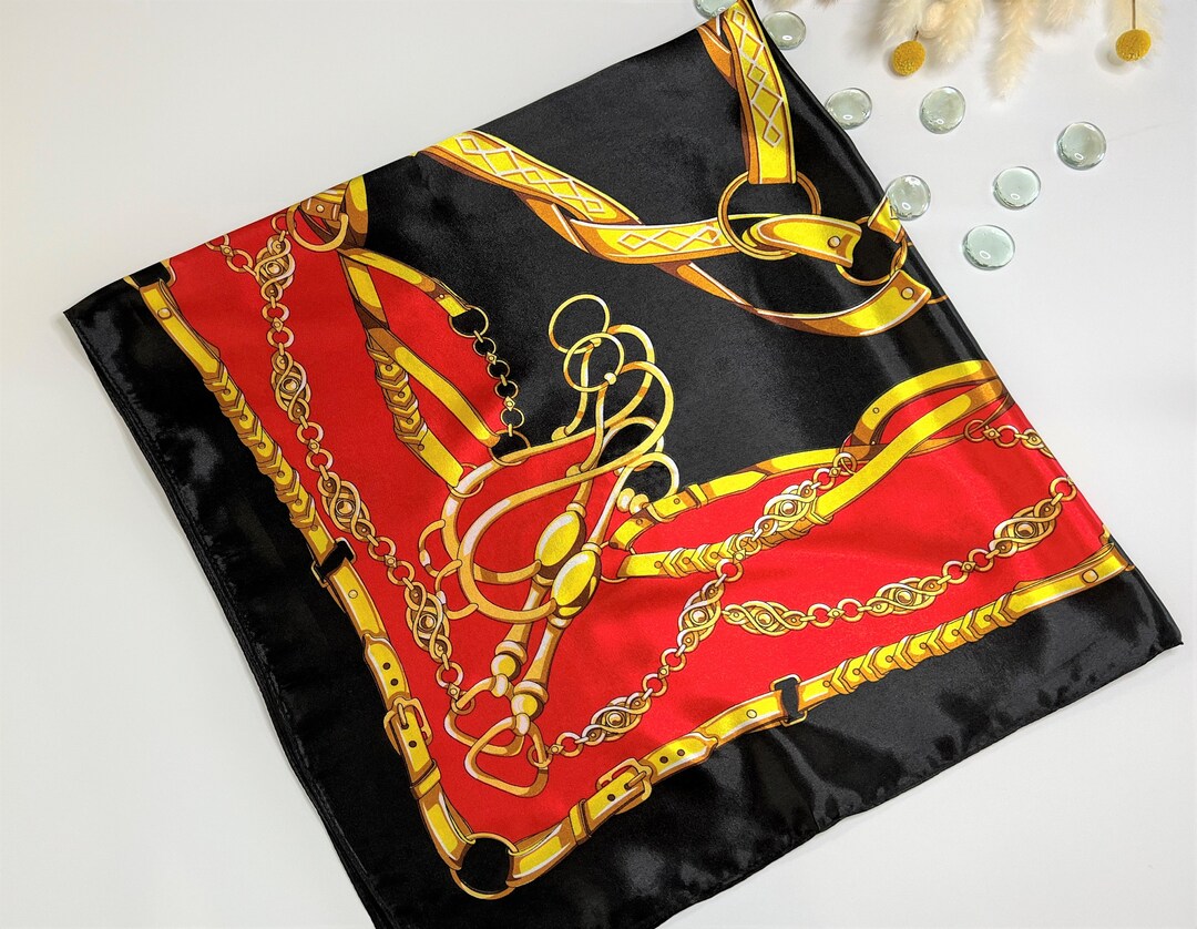 Black Silk Scarf Red Large Silk Head Scarf Silk Headscarf Women Scarves ...