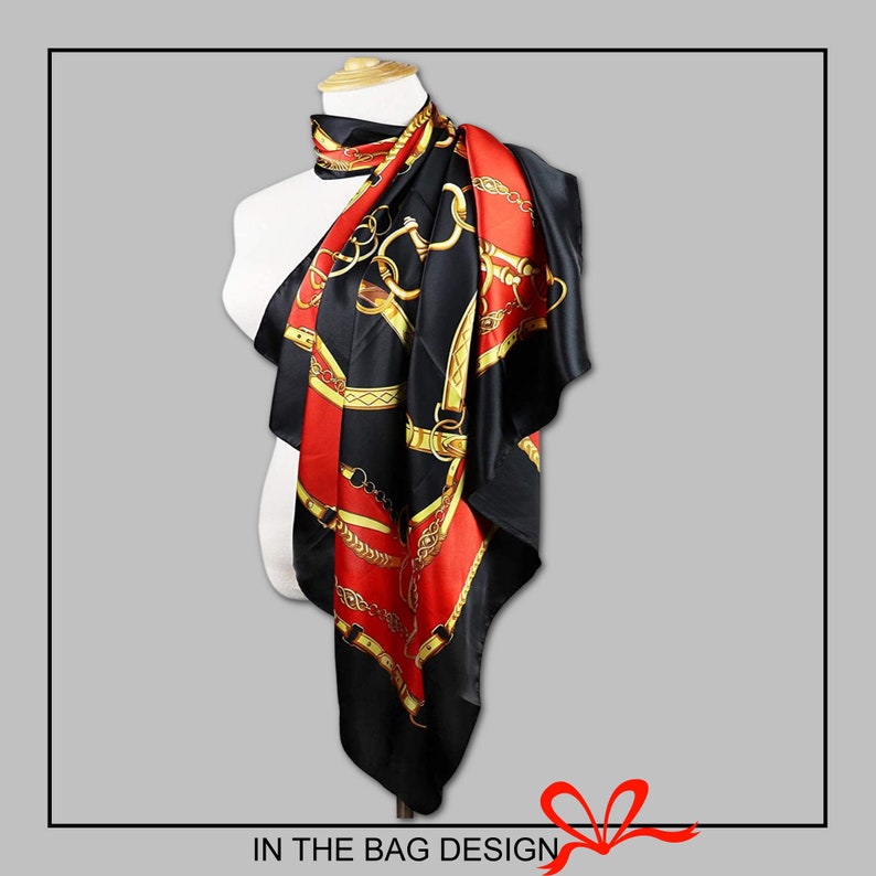 Black Silk Scarf Red Large Silk Head Scarf Silk Headscarf - Etsy