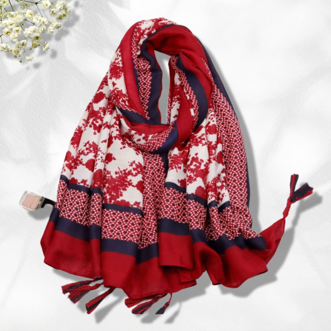 Burgundy White Scarf Women Shawl Wrap Infinity Scarves Mothers Day ...