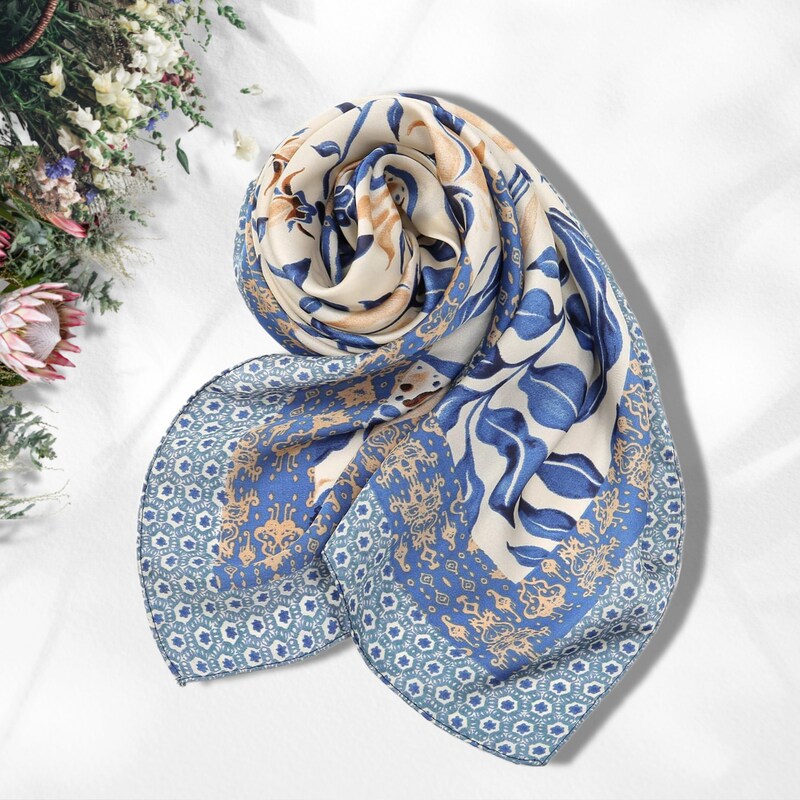Blue Silk Scarf - Etsy