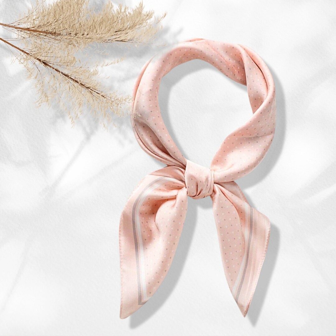 Blush Pink Square Scarves Silky Ponytail Scarf Silk Head Neck Scarf ...