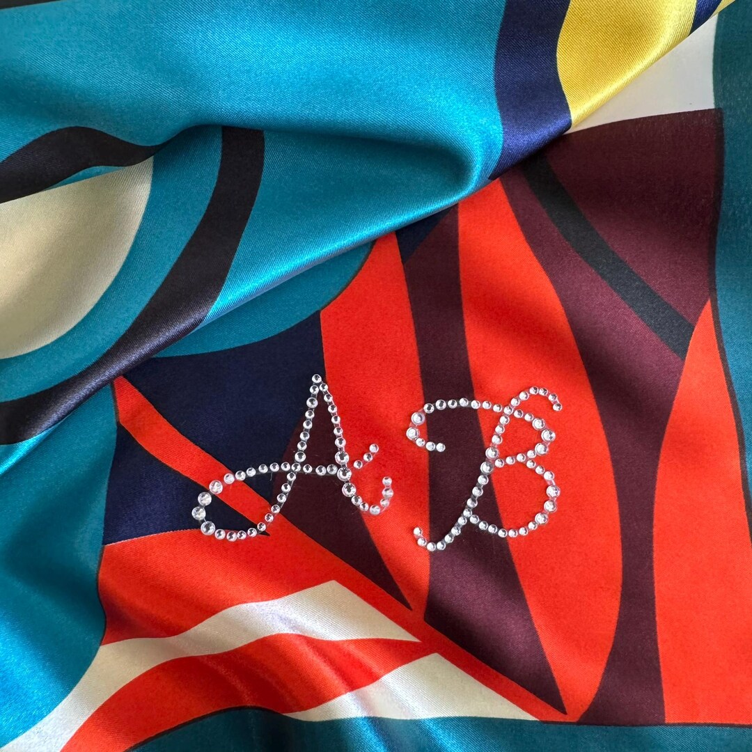 Large Satin Scarf Orange Silky Hair Scarf Blue Silk Head Scarf Silk ...