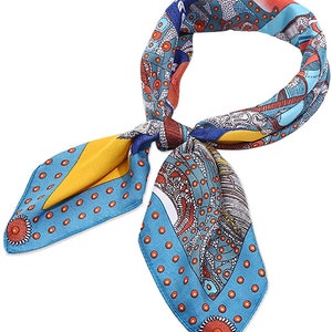 Blue Square Scarves / Bandana / Silk Head Neck Scarf/ Women | Etsy