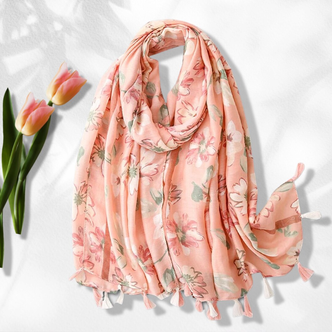 Blush Pink Scarf Leaf Summer Personalized Gift Scarves Wrap Shawl Soft ...