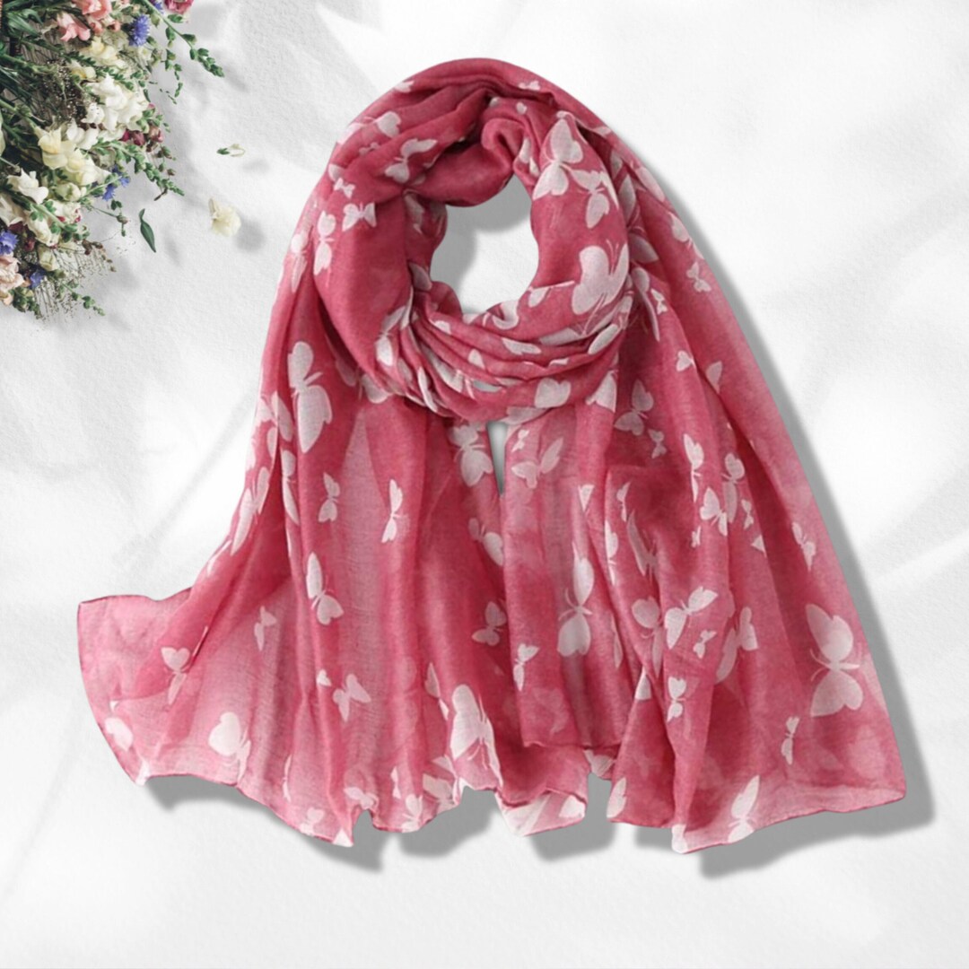 Rouge Pink Butterfly Scarf Women Soft Shawl Wrap Large Scarves With ...